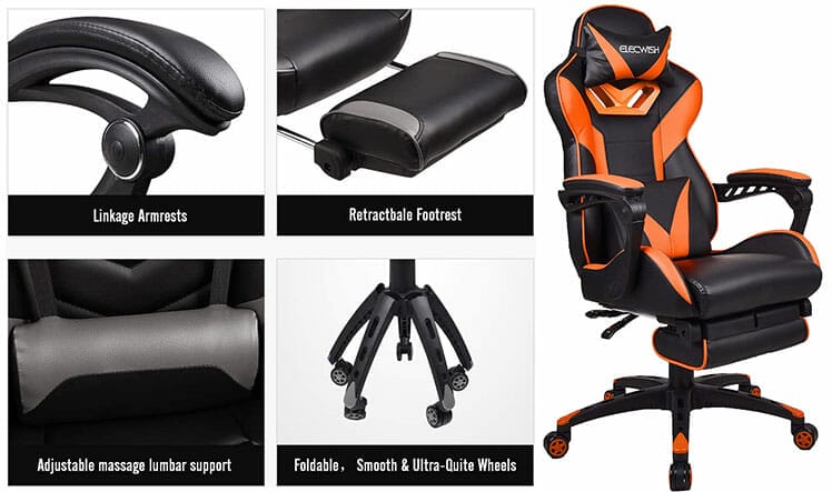 Elecwish Office and Footrest Gaming Chair Reviews | ChairsFX